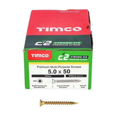 TIMCO C2 Strong-Fix Multi-Purpose Premium Countersunk Gold Woodscrews ...