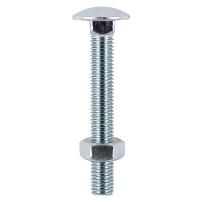 Timco - Carriage Bolts & Hex Nuts - Zinc (Size M6 x 50 - 6 Pieces) | DIY at B&Q