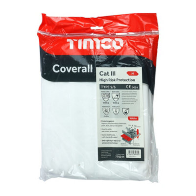 Timco - Cat III Type 5/6 Coverall - High Risk Protection - White (Size ...