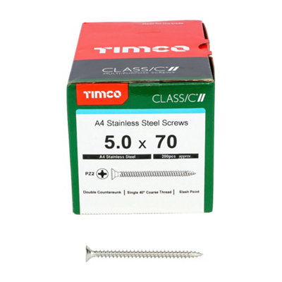 TIMCO Classic Multi-Purpose Countersunk A4 Stainless Steel Woodcrews ...
