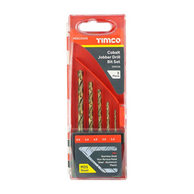 Timco - Cobalt Jobber Drill Bit Set (Size 5pcs - 5 Pieces) | DIY at B&Q