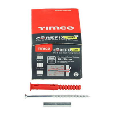 Timco - Corefix 120 Dot & Dab Wall Fixing (Size 5.0 x 120 - 24 Pieces ...