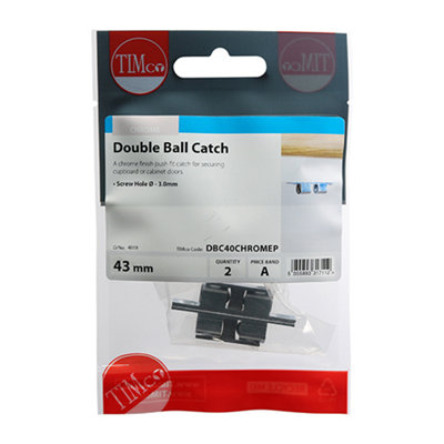 Timco - Double Ball Catches - Chrome (Size 43mm - 2 Pieces)