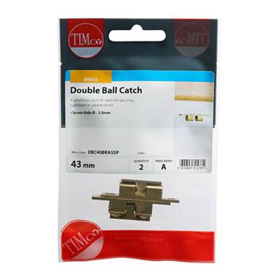 Timco - Double Ball Catches - Electro Brass (Size 43mm - 2 Pieces)