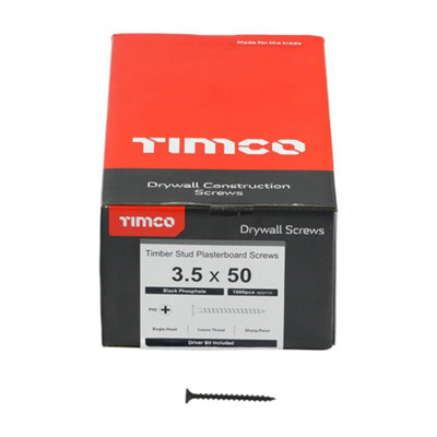 TIMCO Drywall Coarse Thread Bugle Head Black Screws - 3.5 x 50 | DIY at B&Q