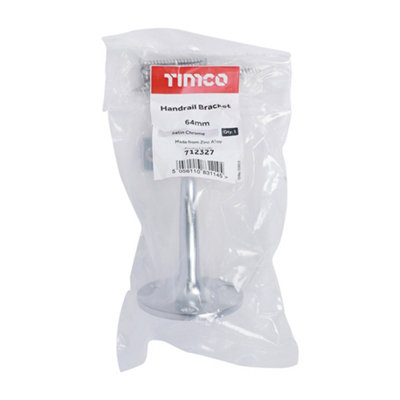 Timco - Handrail Bracket - Satin Chrome (Size 64mm - 1 Each) | DIY at B&Q