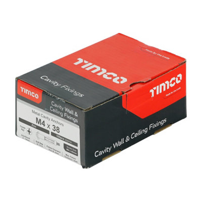 Timco - Metal Cavity Anchors - Zinc (Size M4 x 38 (45mm Screw) - 100 ...