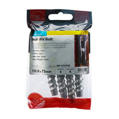 TIMCO Multi-Fix Bolts Hex Head Exterior Silver - 10.0 x 75