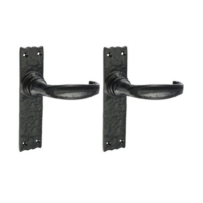 Timco - Narrow Style Lever Latch Handles - Antique Black (Size 155 x 37 ...