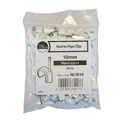 Timco - Pipe Clips - Nail In (Size 10mm - 50 Pieces)