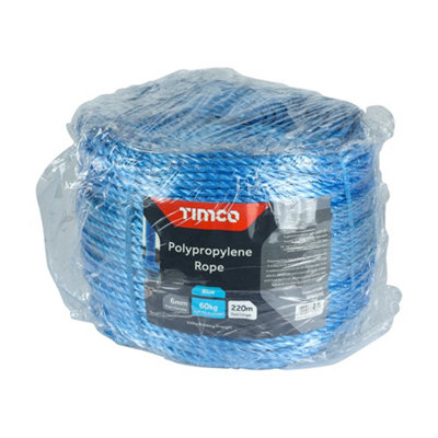 Timco - Polypropylene Rope - Blue - Long Coil (Size 6mm x 220m - 1 Each ...