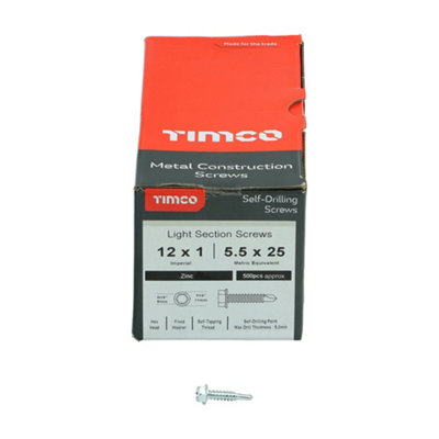 TIMCO Self-Drilling Light Section Silver Drill Screw - 12 x 1