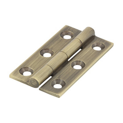 Timco - Solid Drawn Hinge - Solid Brass - Antique Brass (Size 50 x 28 - 2 Pieces) | DIY at B&Q