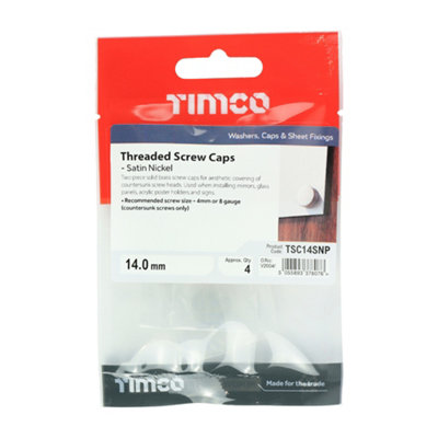 Timco - Threaded screw cover - Solid Brass - Satin Nickel (Size 14mm ...