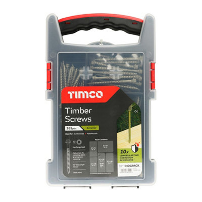 Timco - Timber Screws - Hex - Exterior - Mixed Grab Pack - Green (Size ...