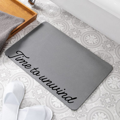Buy Time To Unwind Grey Stone Non Slip Bath Mat at B&Q