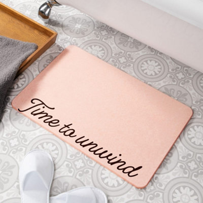 Time To Unwind Pink Stone Non Slip Bath Mat | DIY at B&Q