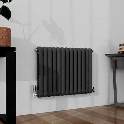 Timeless 2-Column Round Head Cast Iron-Style Radiators in Anthracite ...