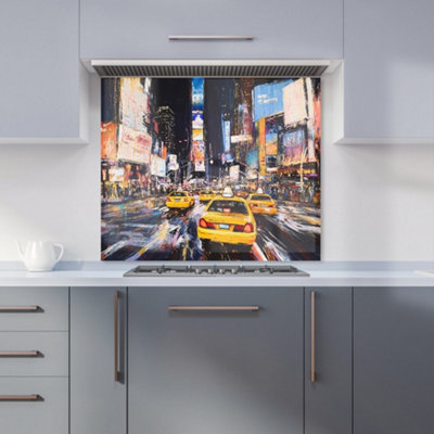 Times Square in Vivid Stroke Kitchen Splashback