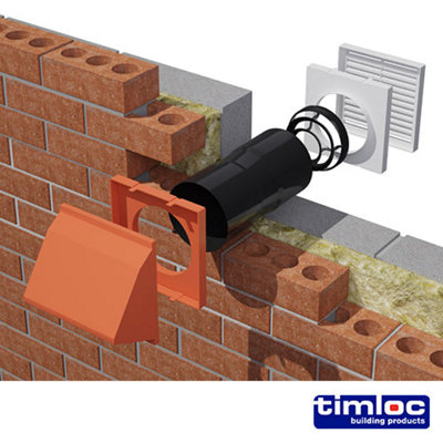 Timloc Aero Core Through-Wall Vent High Rise and Baffle - Terracotta