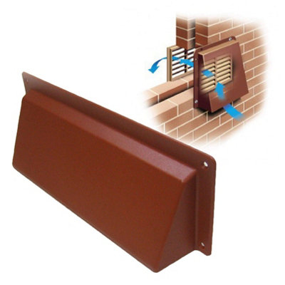 Timloc Terracotta Hooded Cowl 9" x 3" Vent Cover for Air Bricks Grilles ...