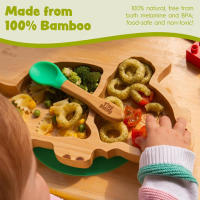 Tiny Dining Bamboo Silicone Tip Fork & Spoon Set - Black - Children's ...