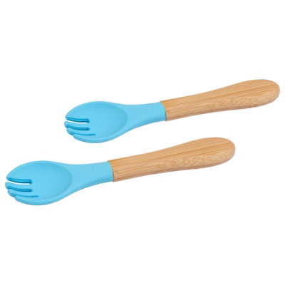 Tiny Dining Bamboo Silicone Tip Forks - Blue - Children's Baby Toddler ...