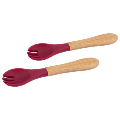 Tiny Dining Bamboo Silicone Tip Forks - Red - Children's Baby Toddler ...