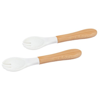 Tiny Dining Bamboo Silicone Tip Forks - White - Children's Baby Toddler ...