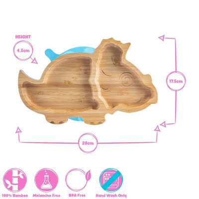 Tiny Dining Bamboo Suction Plate - Dinosaur/Grey - Divided Non-Slip ...