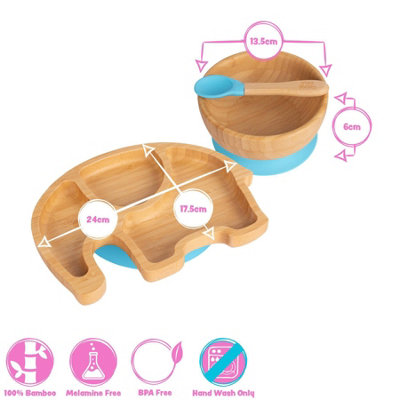 Tiny Dining Children's Bamboo Suction Elephant Dinner Set - Black