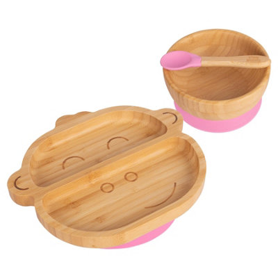 Tiny Dining - Children's Bamboo Suction Monkey Dinner Set - Pink | DIY ...