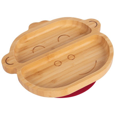 Tiny Dining - Children's Bamboo Suction Monkey Plate - Red | DIY at B&Q