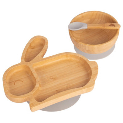 Tiny Dining Children's Bamboo Suction Rabbit Dinner Set - Natural Fibre ...