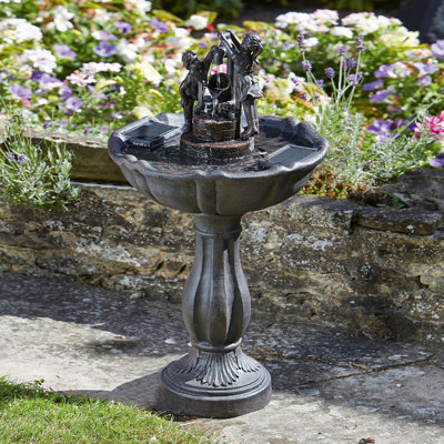 Tipping Pails Solar Powered Water Fountain - Bronze Effect Outdoor ...