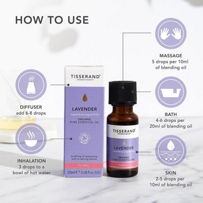 Tisserand Aromatherapy - Lavender - Organic Essential Oil ,Massage Oil, Aromatherapy Oil - 100% ...