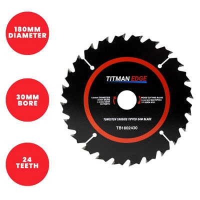 Titman Edge TCT General Purpose Saw Blade 180mm x 30mm x 24 Tooth ...