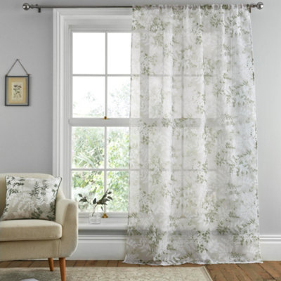 Tiverton Leaf Print Green Voile Panel