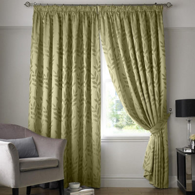 Tivoli Pencil Pleat Taped Top Curtains Sage