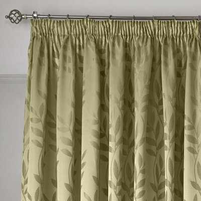 Tivoli Pencil Pleat Taped Top Curtains Sage