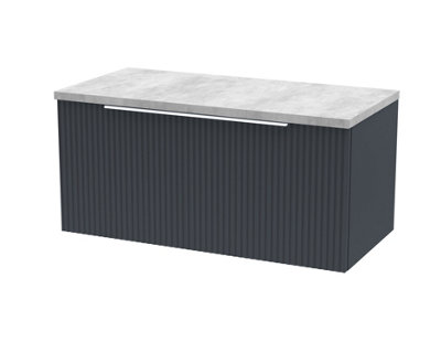 Tixall Fluted 1 Drawer Wall Hung Vanity Unit with Laminate Worktop ...