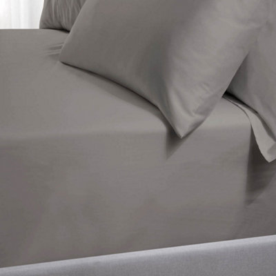 TLC 5 Star 480TC Fitted Sheet Grey | DIY at B&Q