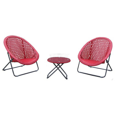 TOBS ORIGINAL LOUNGE BISTRO SET Black Rattan Chairs Coffee Table 2 Seat Patio Garden Furniture