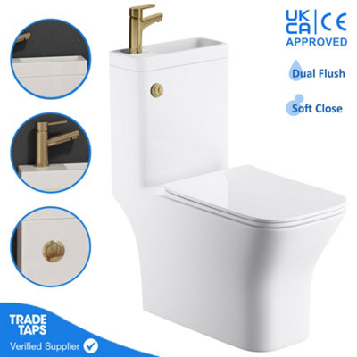 Toilet Basin Combo 2in1 Combined Sink Space Saving Cloakroom Round ...