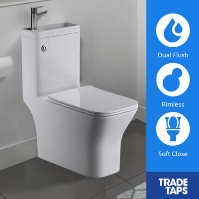 Toilet Basin Combo 2in1 Combined Sink Space Saving Cloakroom Square ...