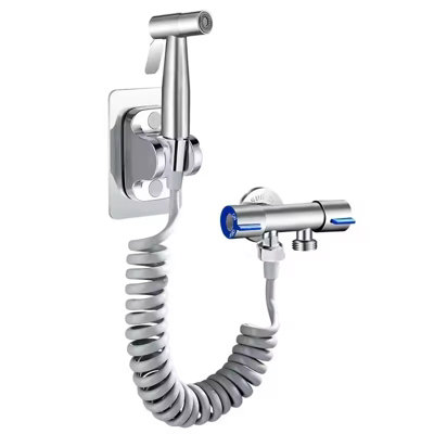 Toilet Bidet Spray Set with Double Control Faucet One Inlet, Two Outlet ...