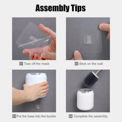Toilet Brush Holder Soft Silicone Bristle Bathroom WC Set Cleaning ...