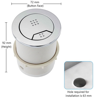 Toilet Flush Button Replacement 72mm Front - Dual Button Toilet Flush ...