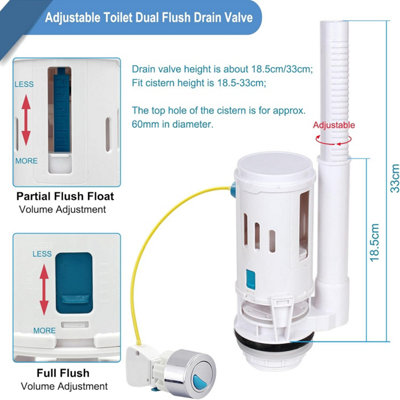 Toilet Flush System Replacement, Dual Flush and Fill Toilet Cistern Kit ...