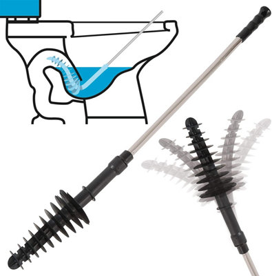 Toilet or Drain Plunger - Long Handled Blockage Remover with Flexible ...